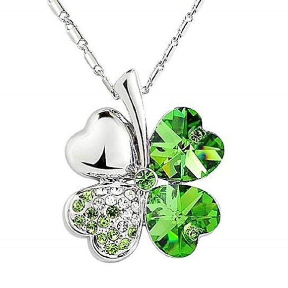 silver moon bay | Jewelry | Swarovski Crystal Shamrock Necklace | Poshmark